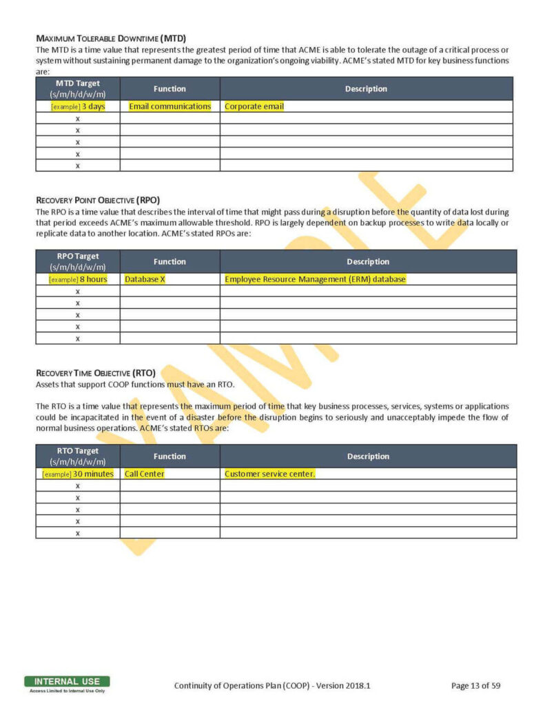 Continuity of Operations Plan (COOP) - Security Waypoint